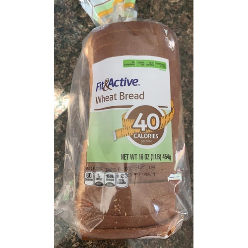 Fit & Active 40 Calorie Wheat Bread - Food Library - WOW Food Library