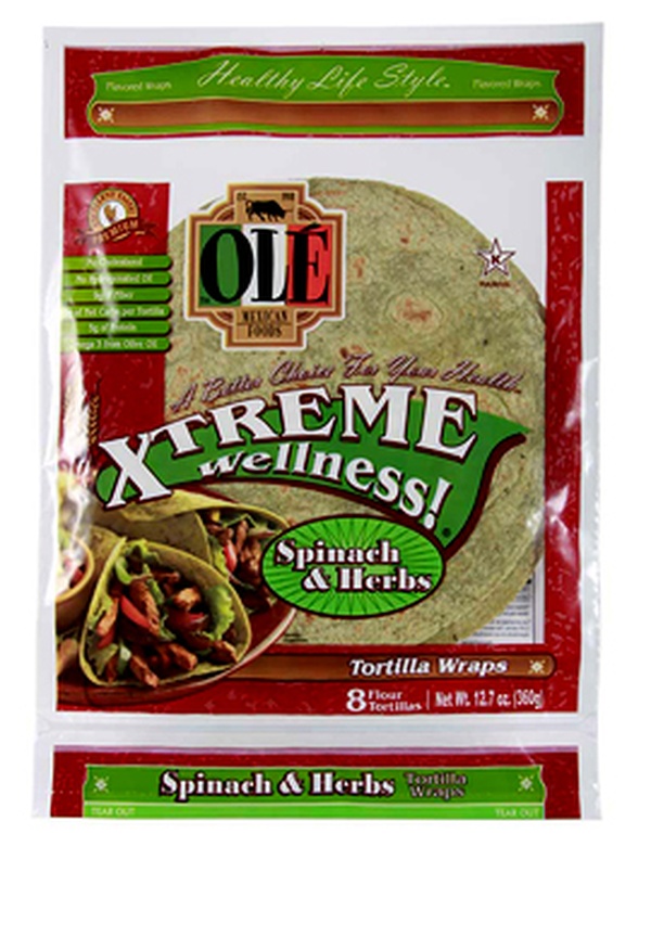 Ole Xtreme Wellness Spinach & Herbs Tortilla Wraps - Food Library - WOW ...