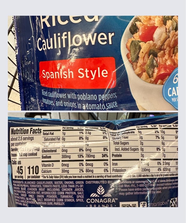 Birds Eye Steamfresh Veggie Made Riced Cauliflower - Spanish Style ...