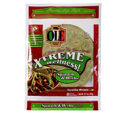 Ole Xtreme Wellness Spinach & Herbs Tortilla Wraps - Food Library - WOW ...