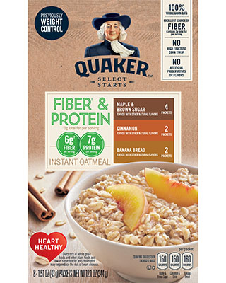 Quaker Fiber & Protein Instant Oatmeal (any flavor) - Food Library ...